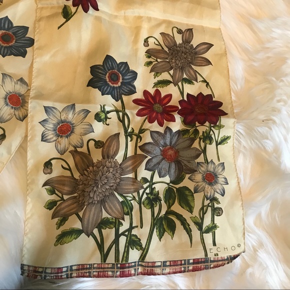Echo | Accessories | Echo 0 Silk Long Floral Scarf Vintage | Poshmark